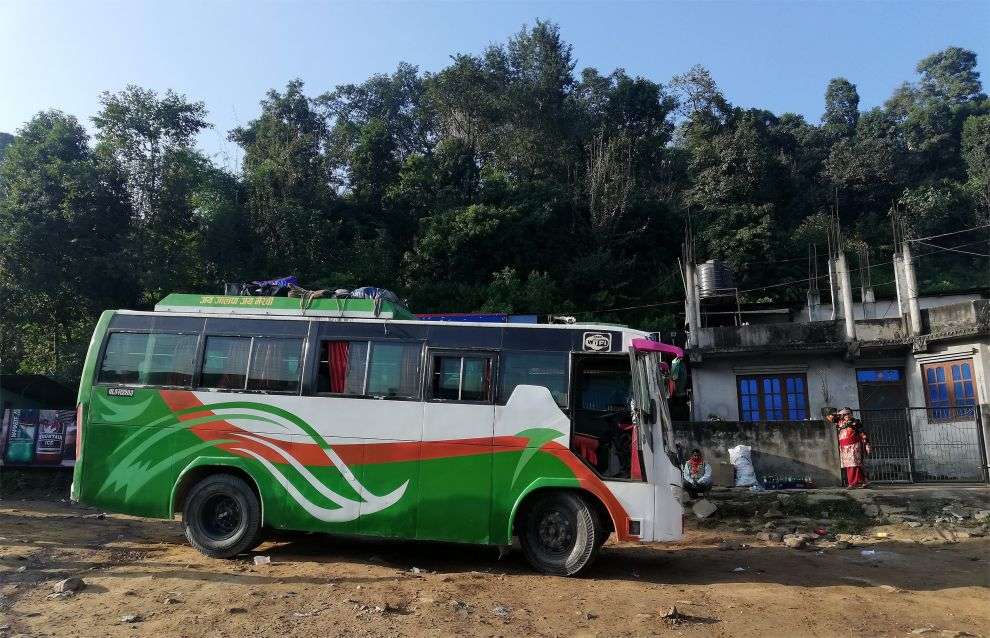 By bus from Kathmandu to Syabru Besi - Driving along the famous ...
